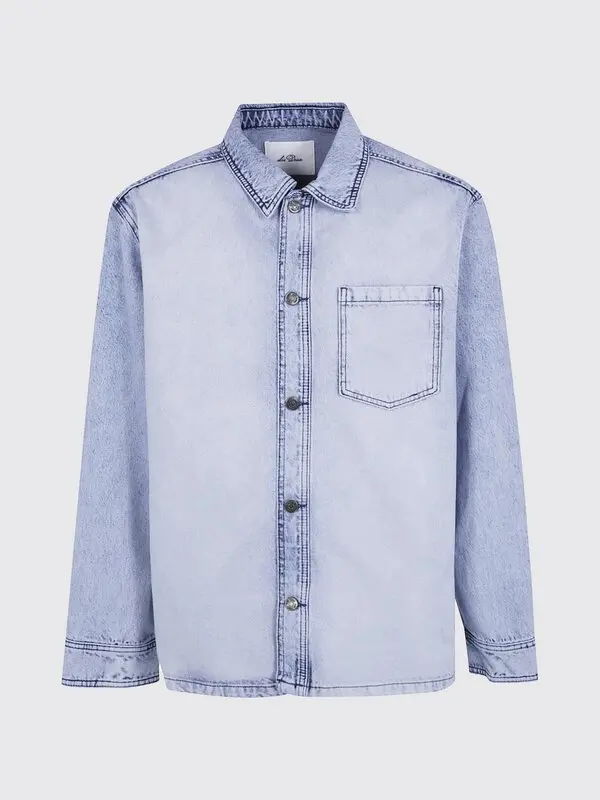 LES DEUX Cotton Denim Shirt With Classic Collar And Patch Pocket