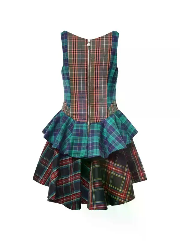 Celiab Sedona Patchwork Tartan Mini Dress - Green