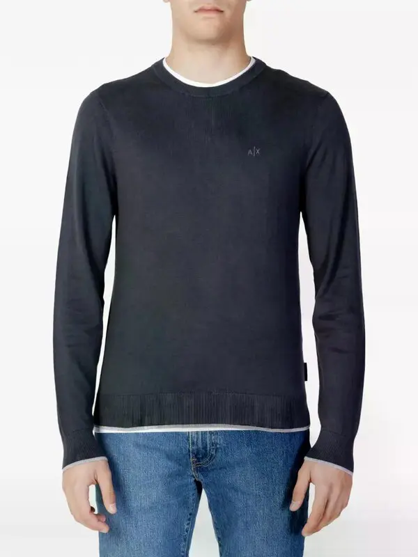 Armani Exchange Logo-embroidered Crew-neck Sweater - Grey