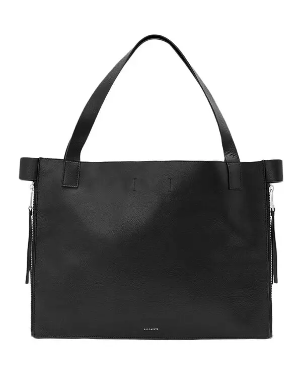 ALLSAINTS Marlo Leather Tote - Black/silver