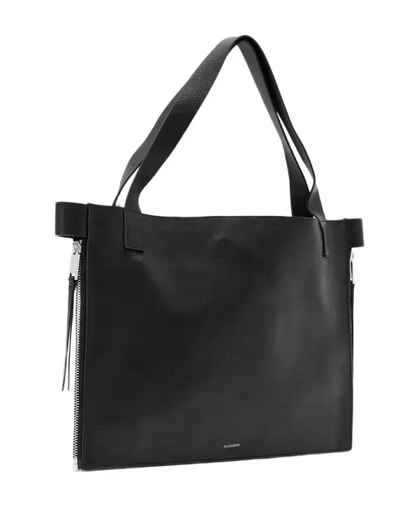 ALLSAINTS Marlo Leather Tote - Black/silver
