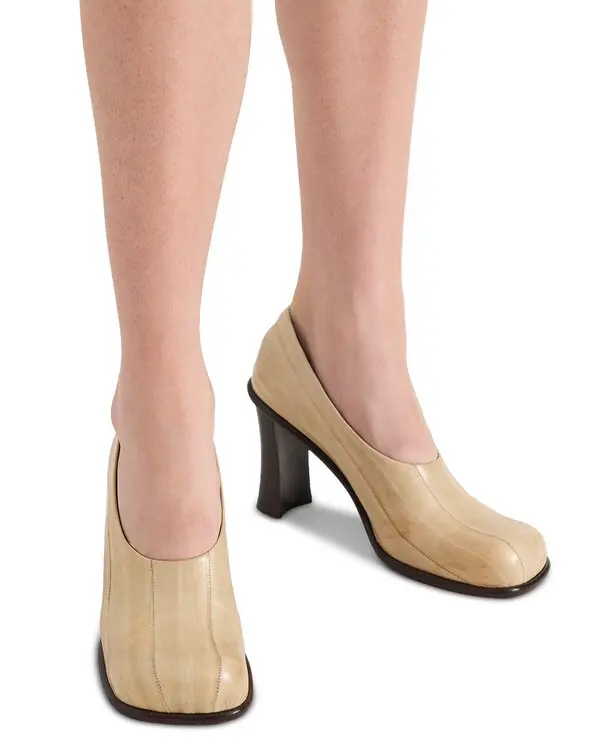 Proenza Schouler Esme Eel Leather Block Heel Pumps