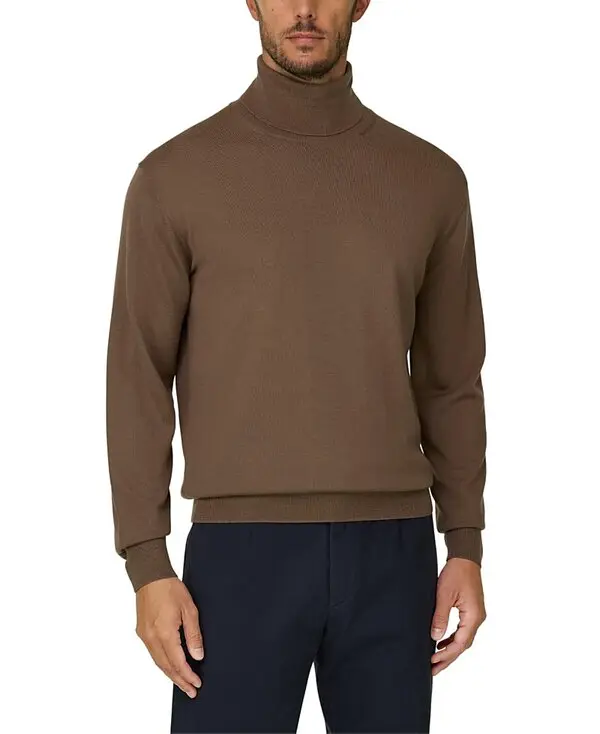 Boggi Milano Extrafine Merino Wool Turtleneck Jumper - Brown