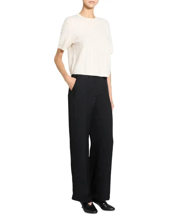 Theory Airy Merino Wool & Cashmere Boxy Cable Tee