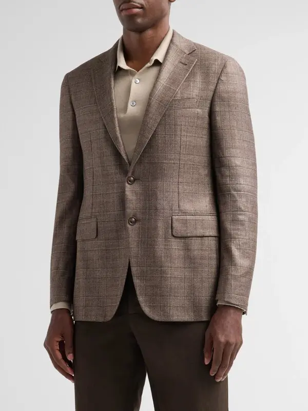 Canali Plaid Lightweight Silk-cashmere-blend Sport Coat