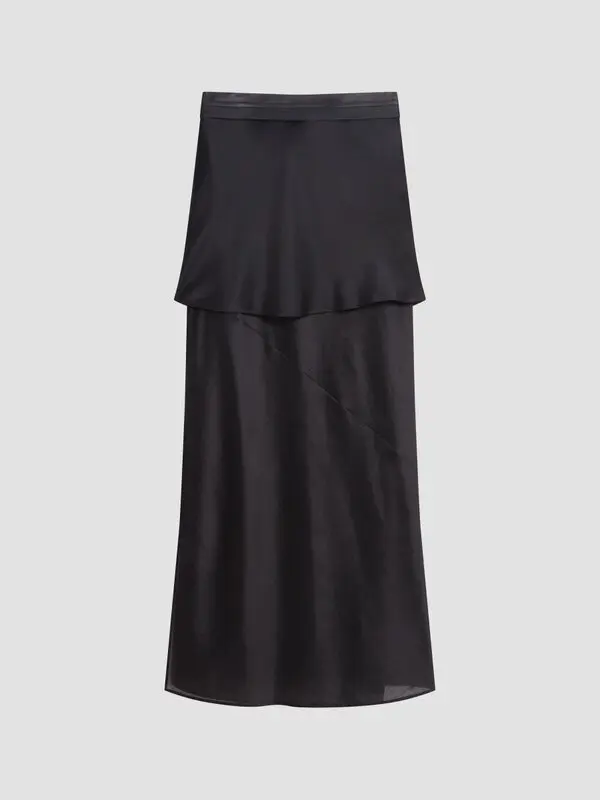 Helmut Lang Sheer Layered A-line Maxi Skirt - Black
