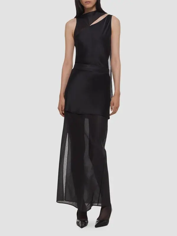 Helmut Lang Sheer Layered A-line Maxi Skirt