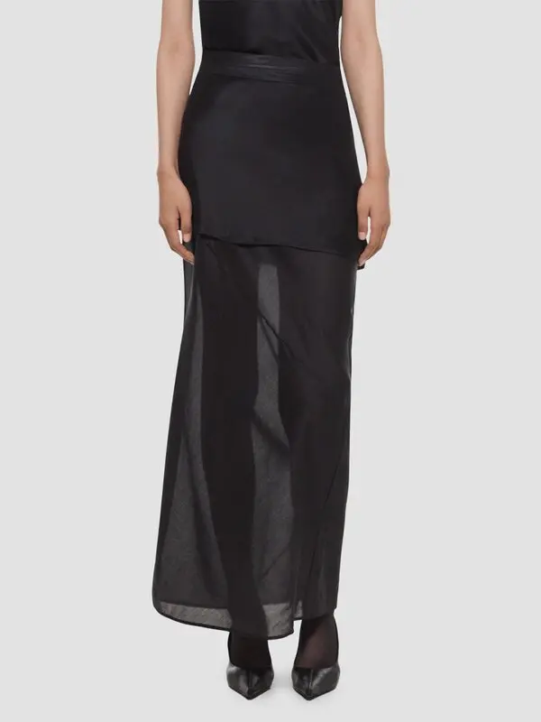 Helmut Lang Sheer Layered A-line Maxi Skirt