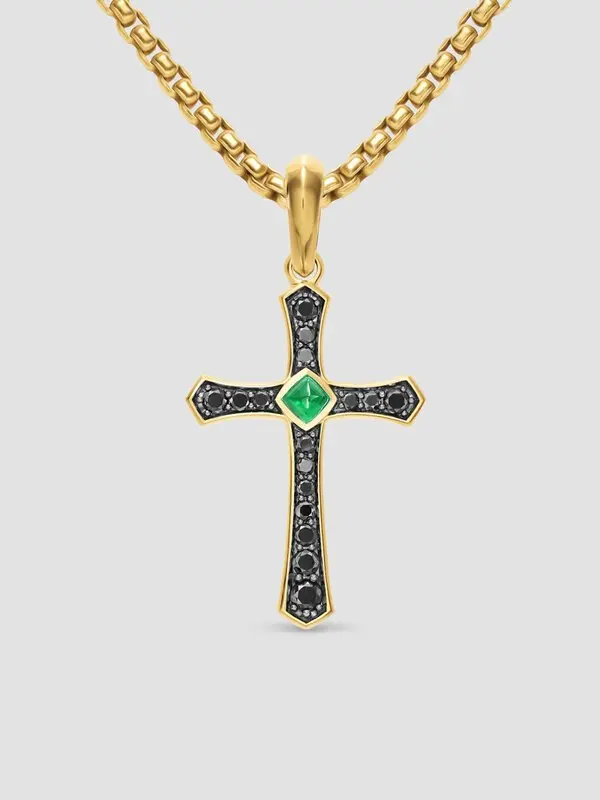 David Yurman Knife Edge Cross Amulet In 18k Yellow Gold