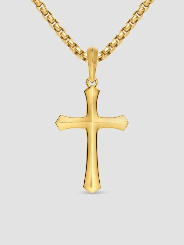 David Yurman Knife Edge Cross Amulet In 18k Yellow Gold
