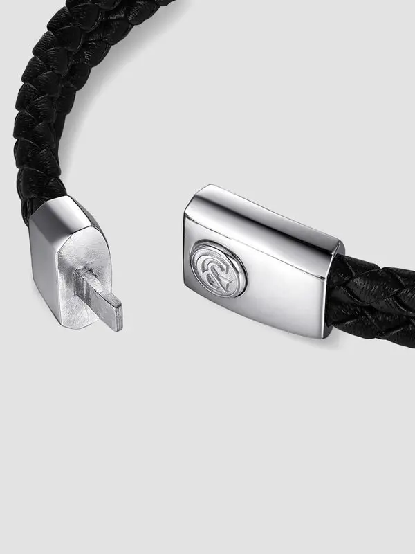 GABRIEL & CO Contemporary Sterling Leather & Malachite Id Bracelet