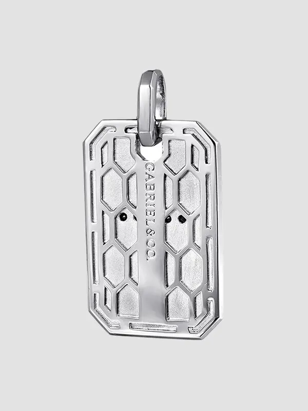 GABRIEL & CO Modern Relics Sterling & Black Spinel Cross Dog Tag Pendant