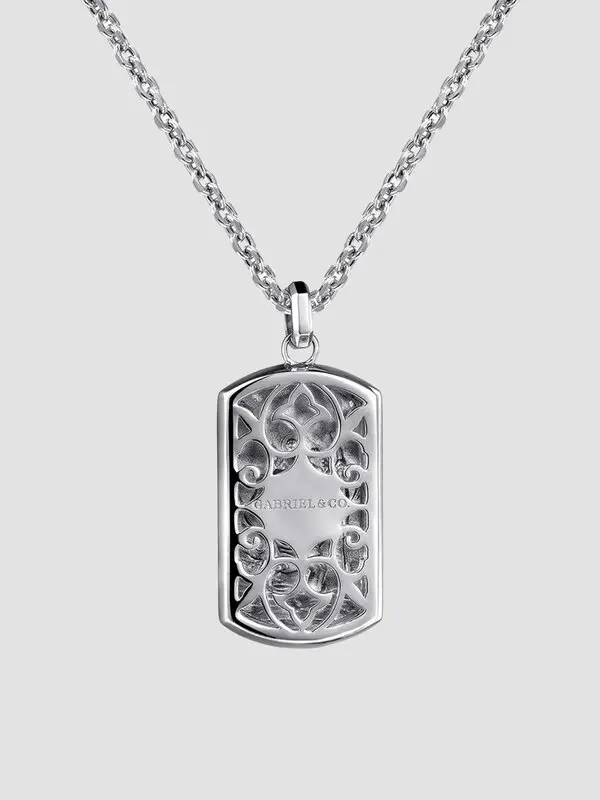 GABRIEL & CO Modern Relics Sterling Dog Tag Pendant Necklace