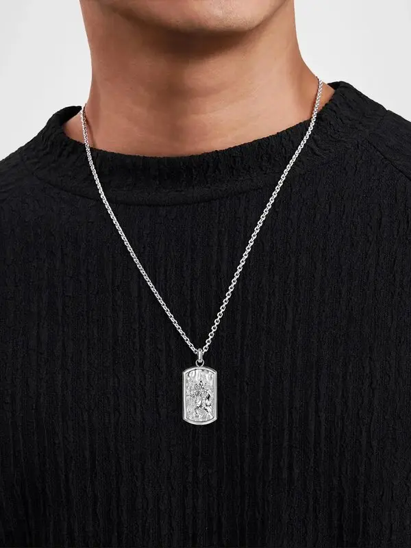 GABRIEL & CO Modern Relics Sterling Dog Tag Pendant Necklace