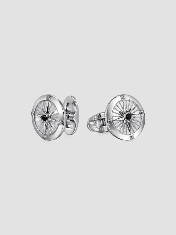 GABRIEL & CO Polaris Sterling & Spinel Compass Cufflinks