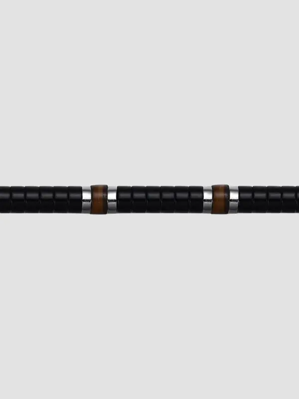 GABRIEL & CO Contemporary Sterling Onyx & Tiger's Eye Beaded Bracelet