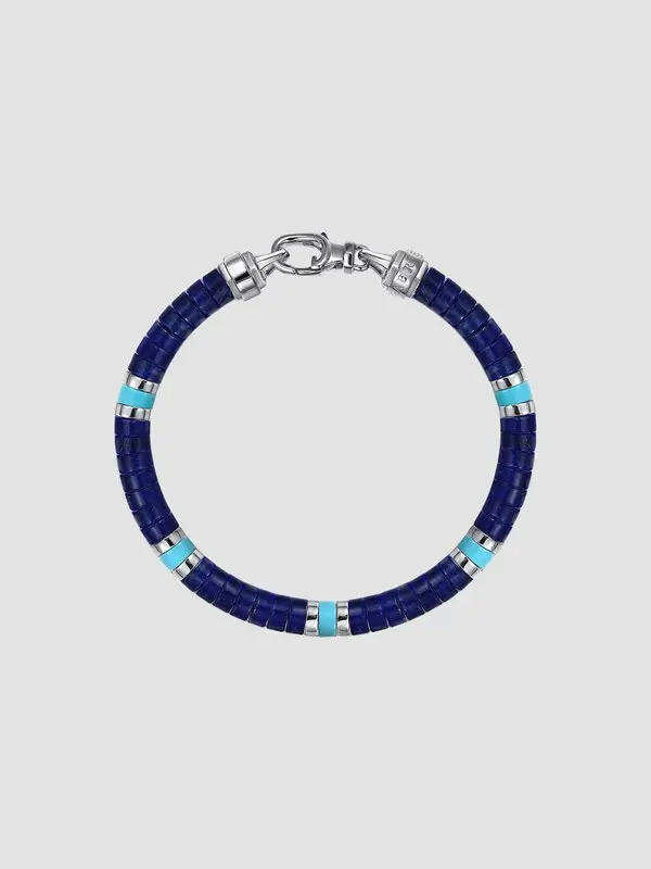 GABRIEL & CO Contemporary Sterling Silver, Lapis And Turquoise Beaded Bracelet