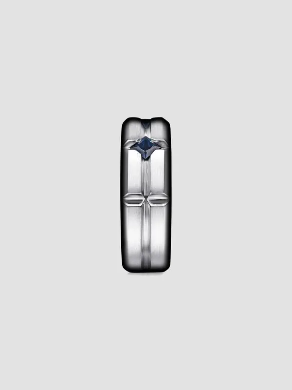GABRIEL & CO Geo Sterling & Sapphire Wide Band Ring