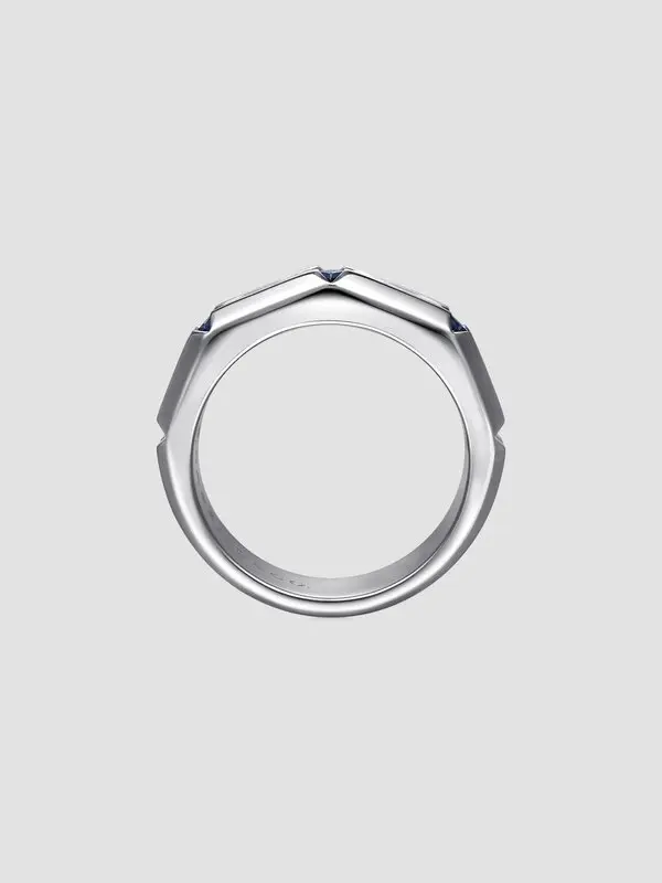 GABRIEL & CO Geo Sterling & Sapphire Wide Band Ring