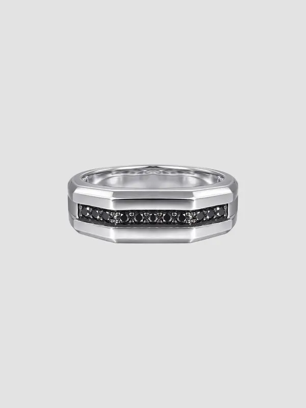 GABRIEL & CO Facets Sterling & Black Spinel Band Ring