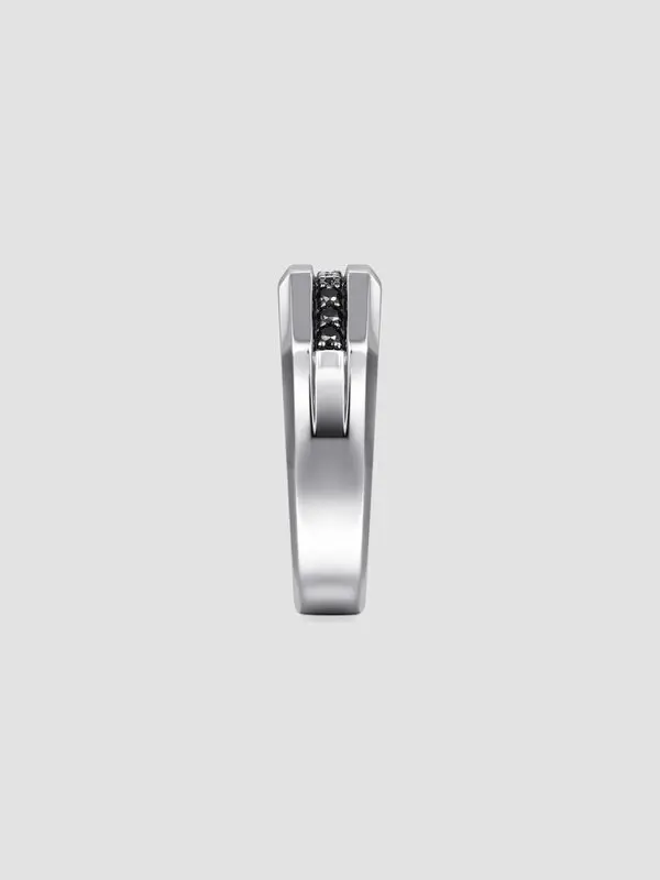 GABRIEL & CO Facets Sterling & Black Spinel Band Ring