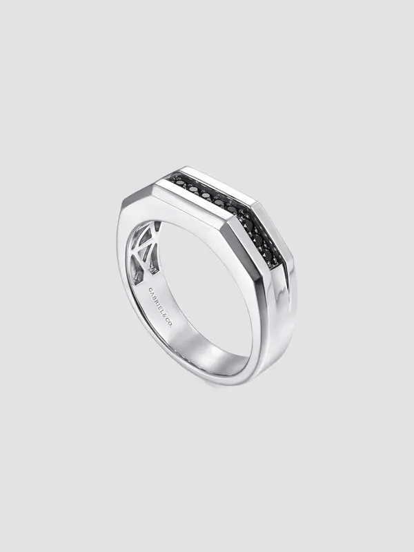 GABRIEL & CO Facets Sterling & Black Spinel Band Ring