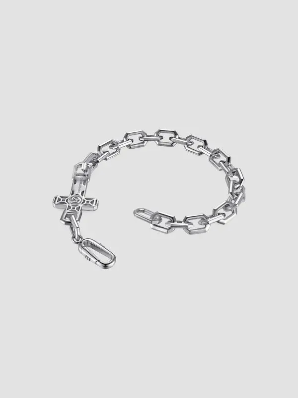 GABRIEL & CO Contemporary Sterling Faceted Link Cross Chain Bracelet