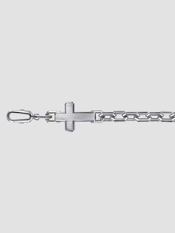 GABRIEL & CO Contemporary Sterling Faceted Link Cross Chain Bracelet