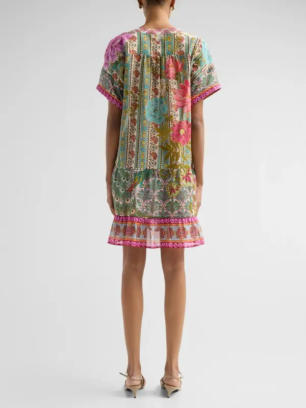 Johnny Was Lolieta Cotton-silk-blend Mini Dress