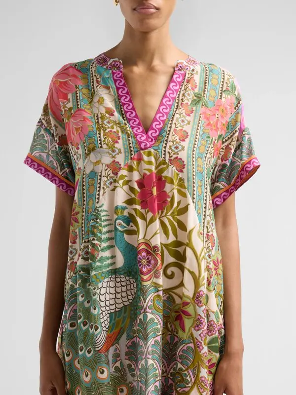 Johnny Was Lolieta Cotton-silk-blend Mini Dress