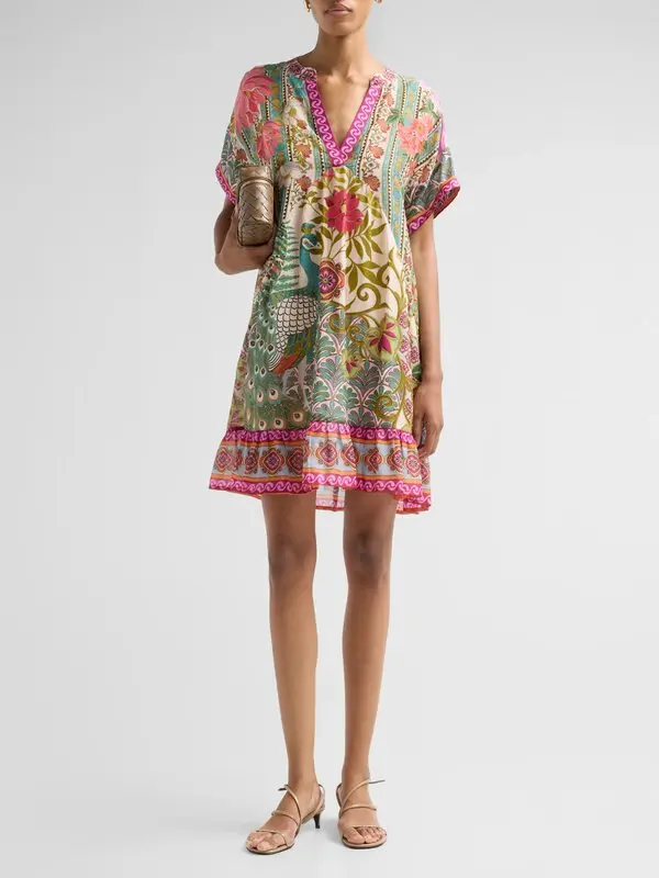 Johnny Was Lolieta Cotton-silk-blend Mini Dress