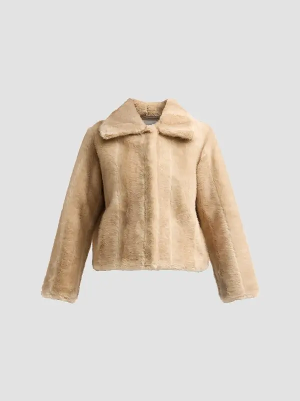 Apparis Elis Shaved Faux-mink Fur Coat - Latte Multi