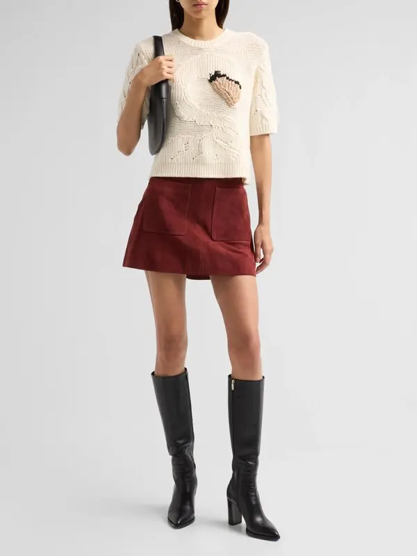 Tanya Taylor Baxter Wool Swan Pointelle Sweater