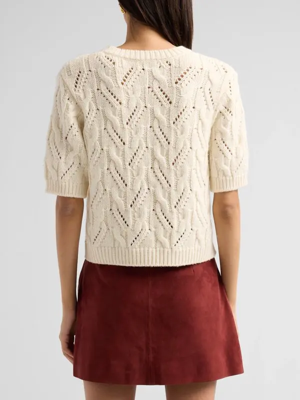 Tanya Taylor Baxter Wool Swan Pointelle Sweater