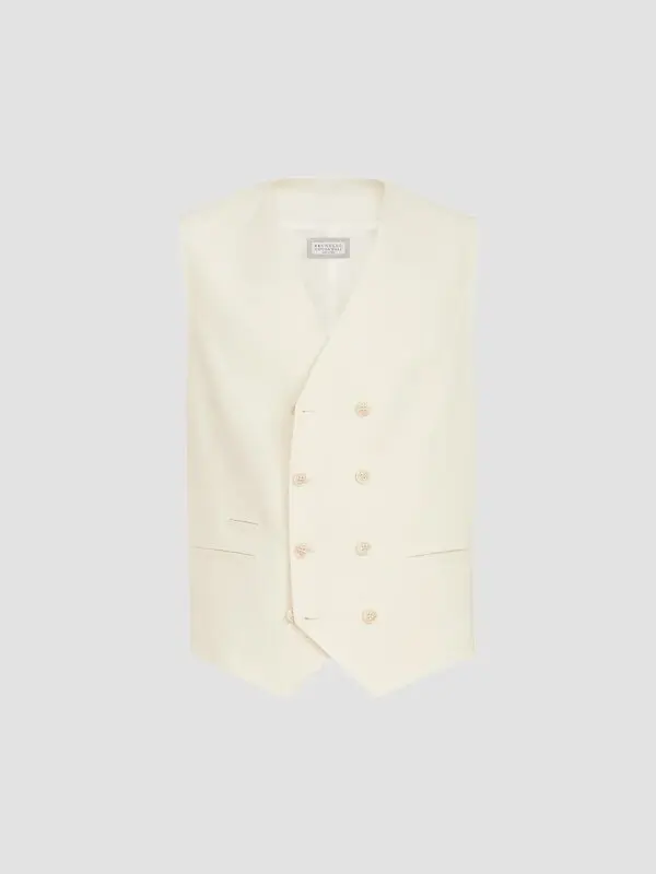 Brunello Cucinelli Virgin Wool And Cotton Chevron One And A Half Breasted Waistcoat