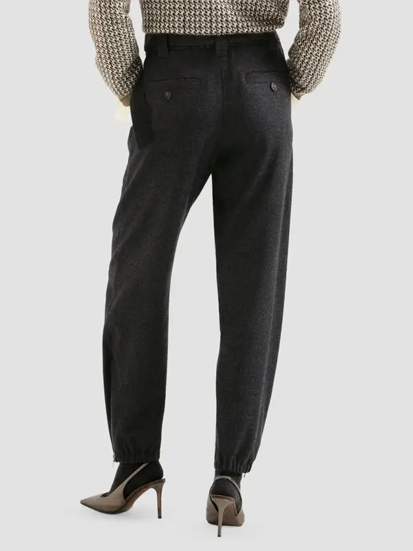 Brunello Cucinelli Virgin Wool And Cashmere Twill Flannel Loose Cargo Trousers