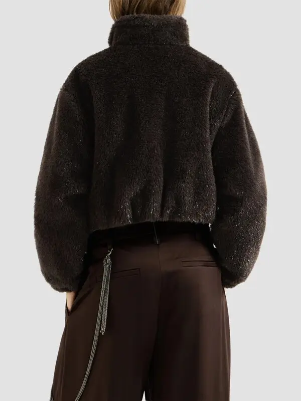 Brunello Cucinelli Sparkling Alpaca And Virgin Wool Cropped Outerwear Jacket