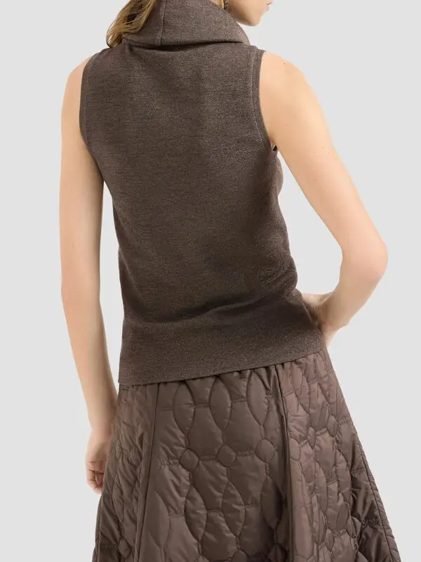 Brunello Cucinelli Sparkling Virgin Wool Jersey Turtleneck Top