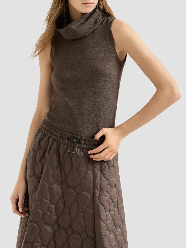 Brunello Cucinelli Sparkling Virgin Wool Jersey Turtleneck Top