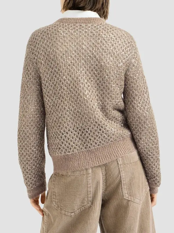 Brunello Cucinelli Dazzling Net Cardigan In Mohair