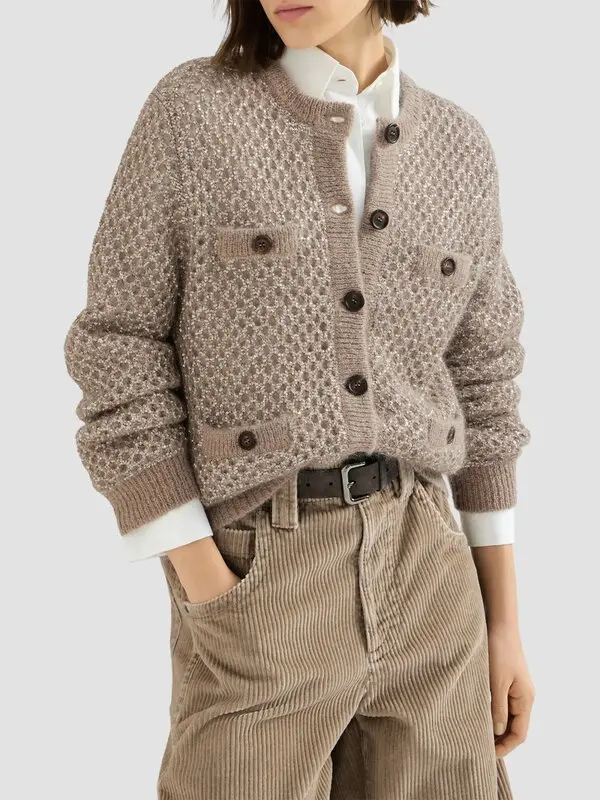 Brunello Cucinelli Dazzling Net Cardigan In Mohair