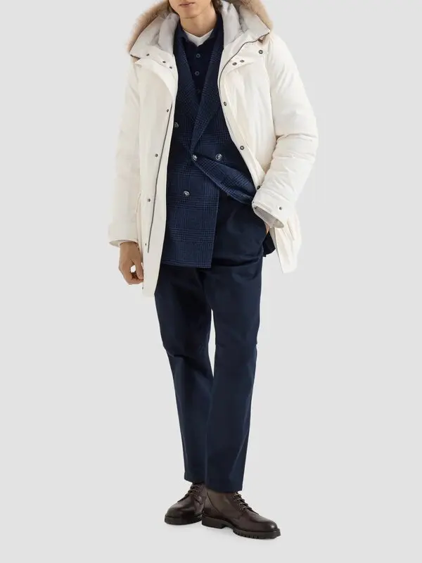 Brunello Cucinelli Stretch Bonded Nylon Parka Jacket With Thermore Padding