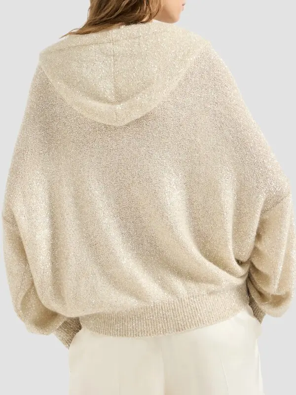 Brunello Cucinelli Dazzling Texture Mohair And Wool Hooded Cardigan