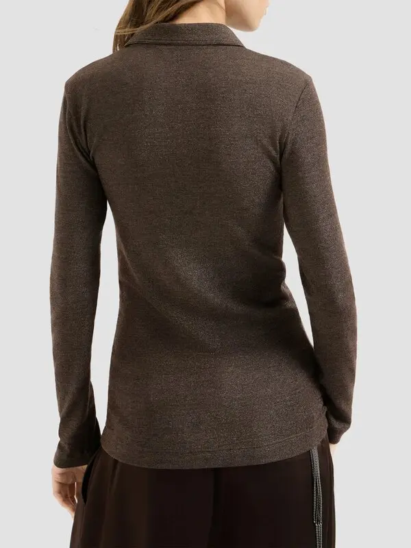 Brunello Cucinelli Sparkling Virgin Wool Jersey Polo Shirt