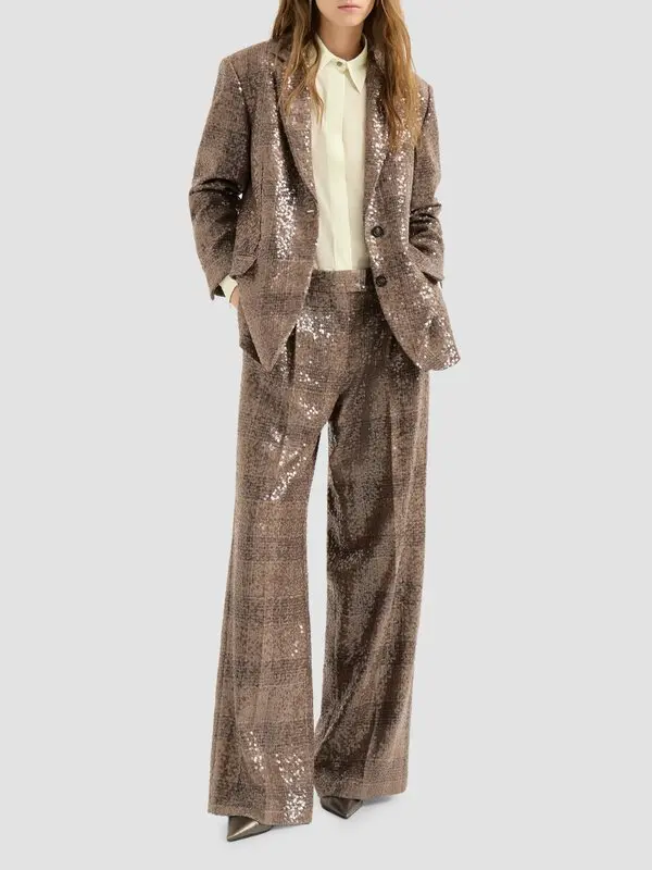 Brunello Cucinelli Silk Sparkling Pinstripe Shirt With Monili