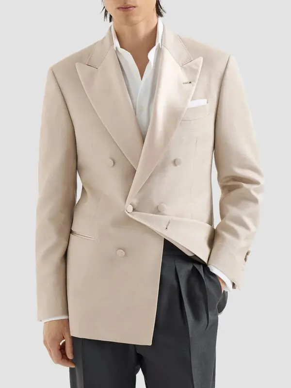 Brunello Cucinelli Silk One And A Half Breasted Tuxedo Jacket With Peak Lapels
