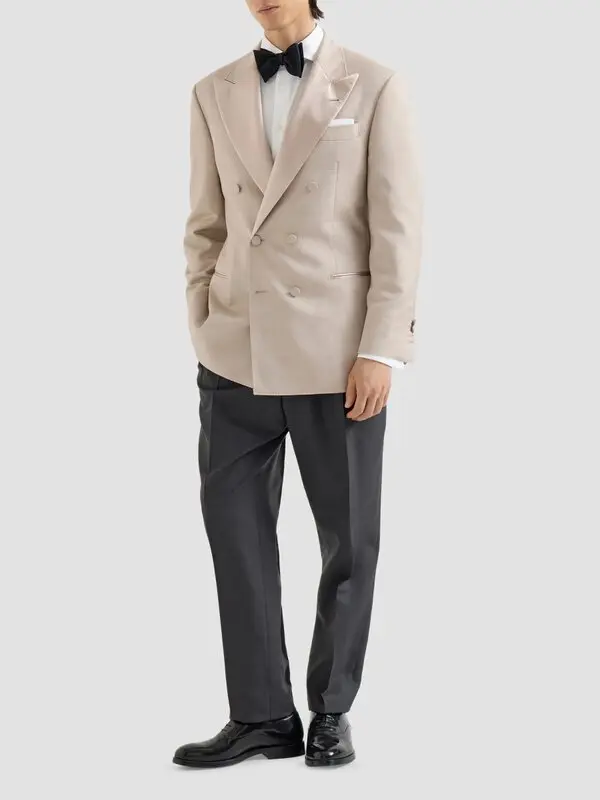 Brunello Cucinelli Silk One And A Half Breasted Tuxedo Jacket With Peak Lapels