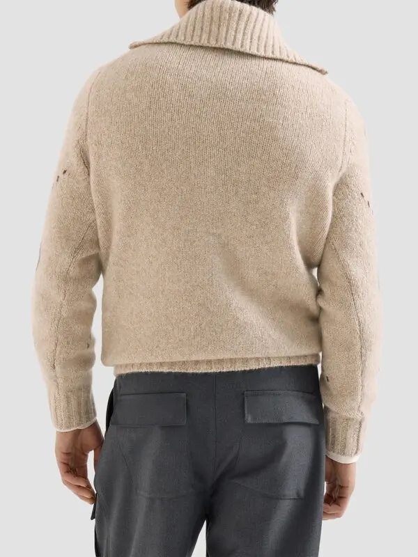 Brunello Cucinelli Cashmere Sweater With Argyle Intarsia And Half Zip