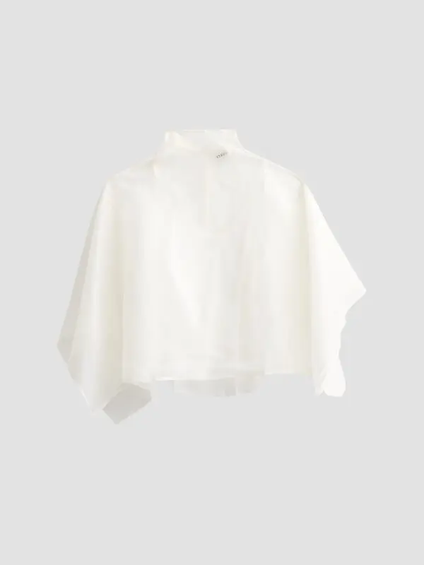 Staud Fia Silk Chiffon Poncho Top - Ivory