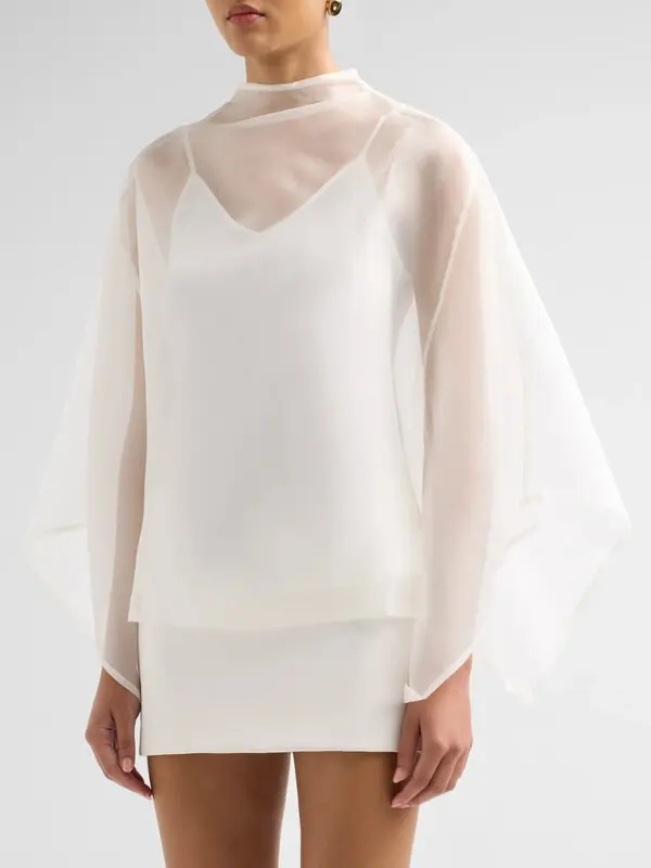 Staud Fia Silk Chiffon Poncho Top
